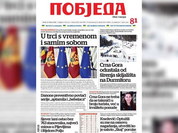 Naslovnica "Pobjede" 10. februar 2026. - Pobjeda